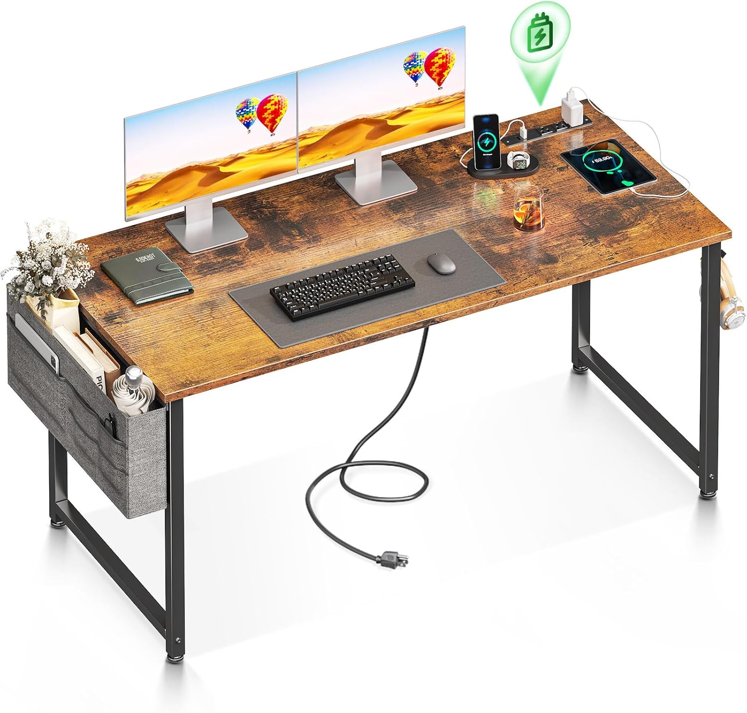 ODK 55 Office Writing Desk with Storage & Power – GearMustHave
