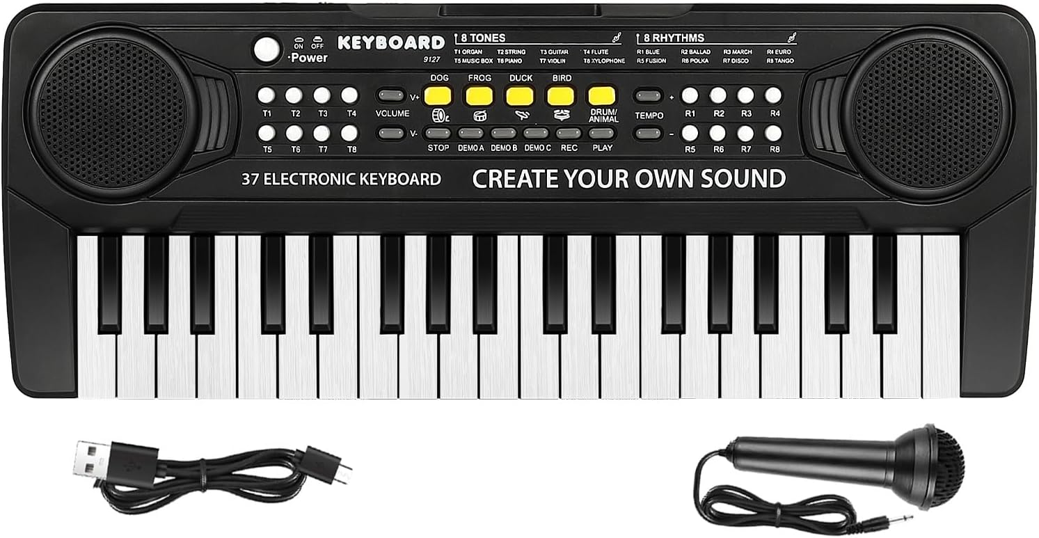 Interactive 37-Key Kids Keyboard Piano with Mic - Educational Musical ...