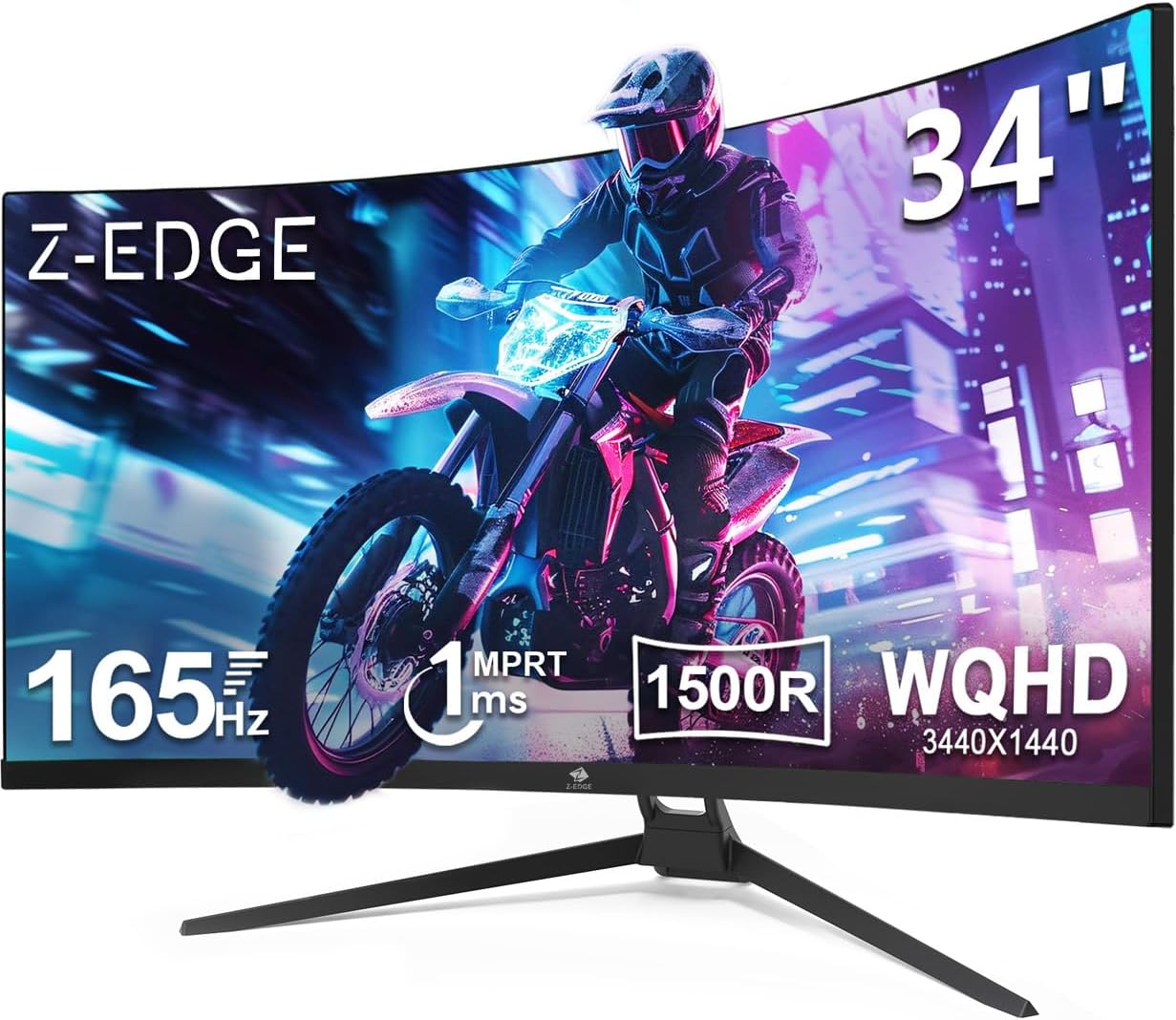Immersive Gaming Bliss: Z-Edge 34 Curved Monitor - 165Hz, 2K Resolutio ...