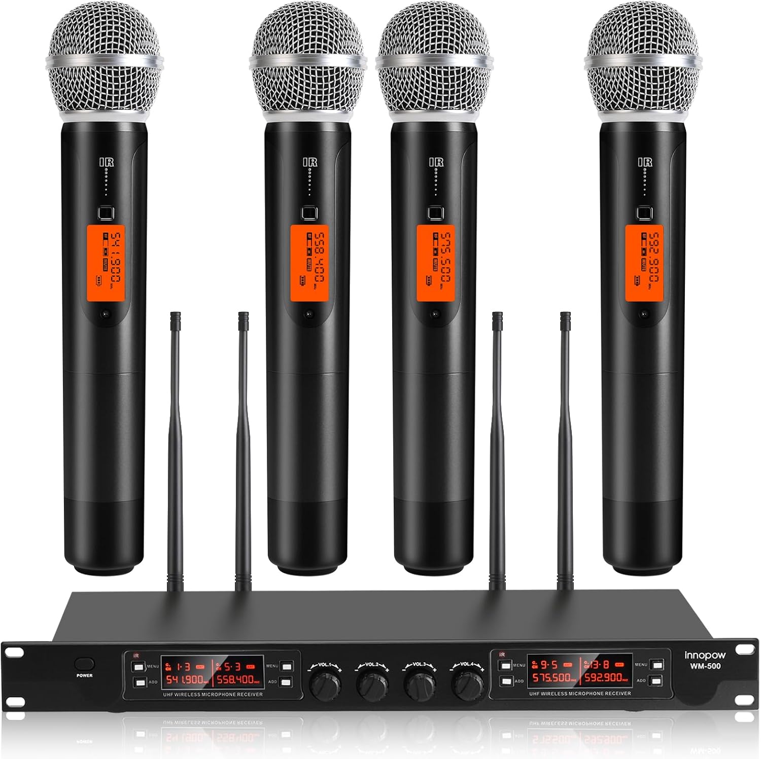 Long Range Quad Mic Set, Clear Sound, 16Hr Use, 440 Metal Handhelds, A ...