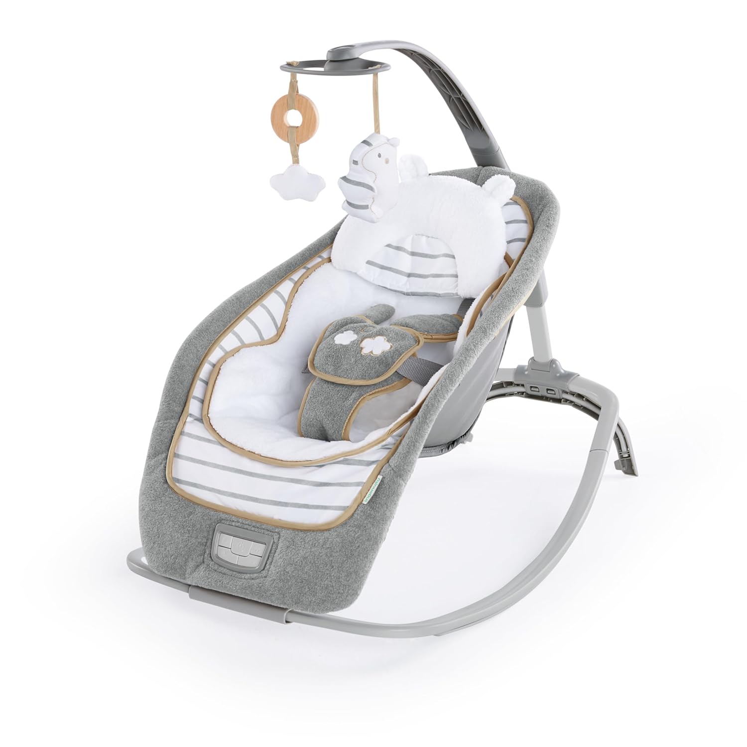 Ingenuity Plush Baby Rocker with Vibrations - Easy Fold, Stationary Se ...