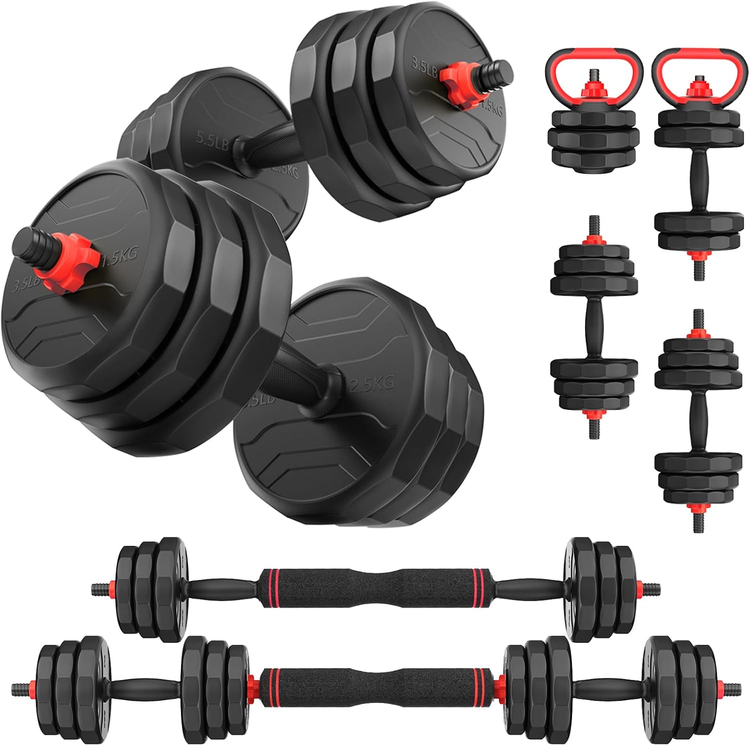Versatile UKEEP Adjustable Dumbbells Set - Convertible 2/3 in 1 - Ulti ...