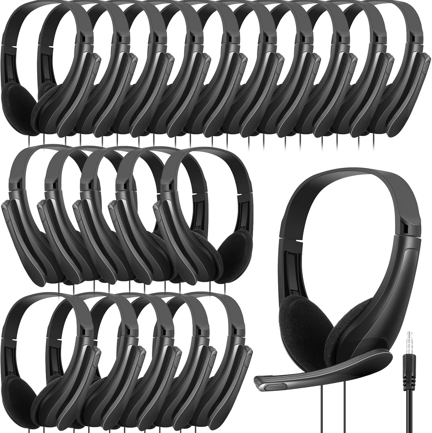 20 Pack Classroom Headphones with Mic - Enhanced Learning Experience ...