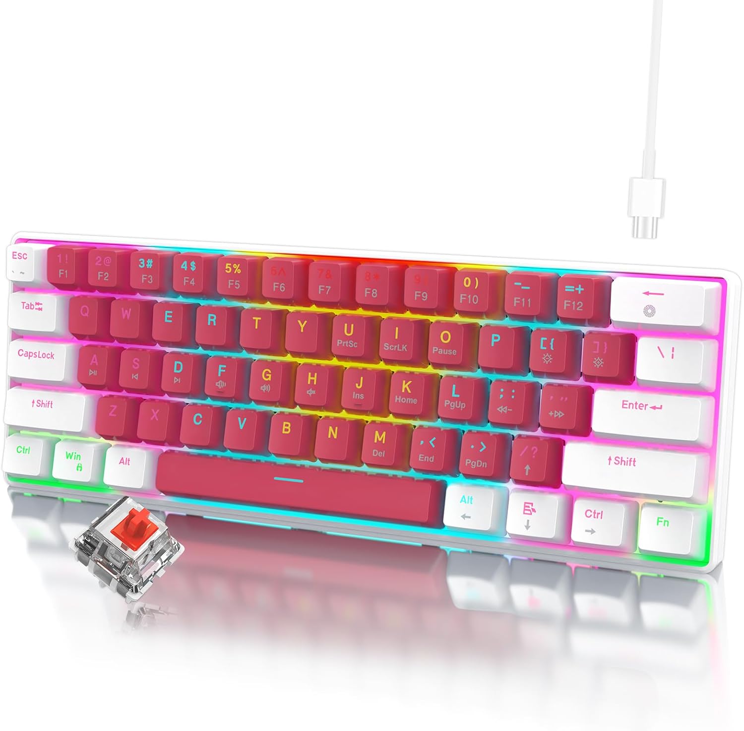 Compact 61-Key Mechanical Gaming Keyboard - Red Switch – GearMustHave