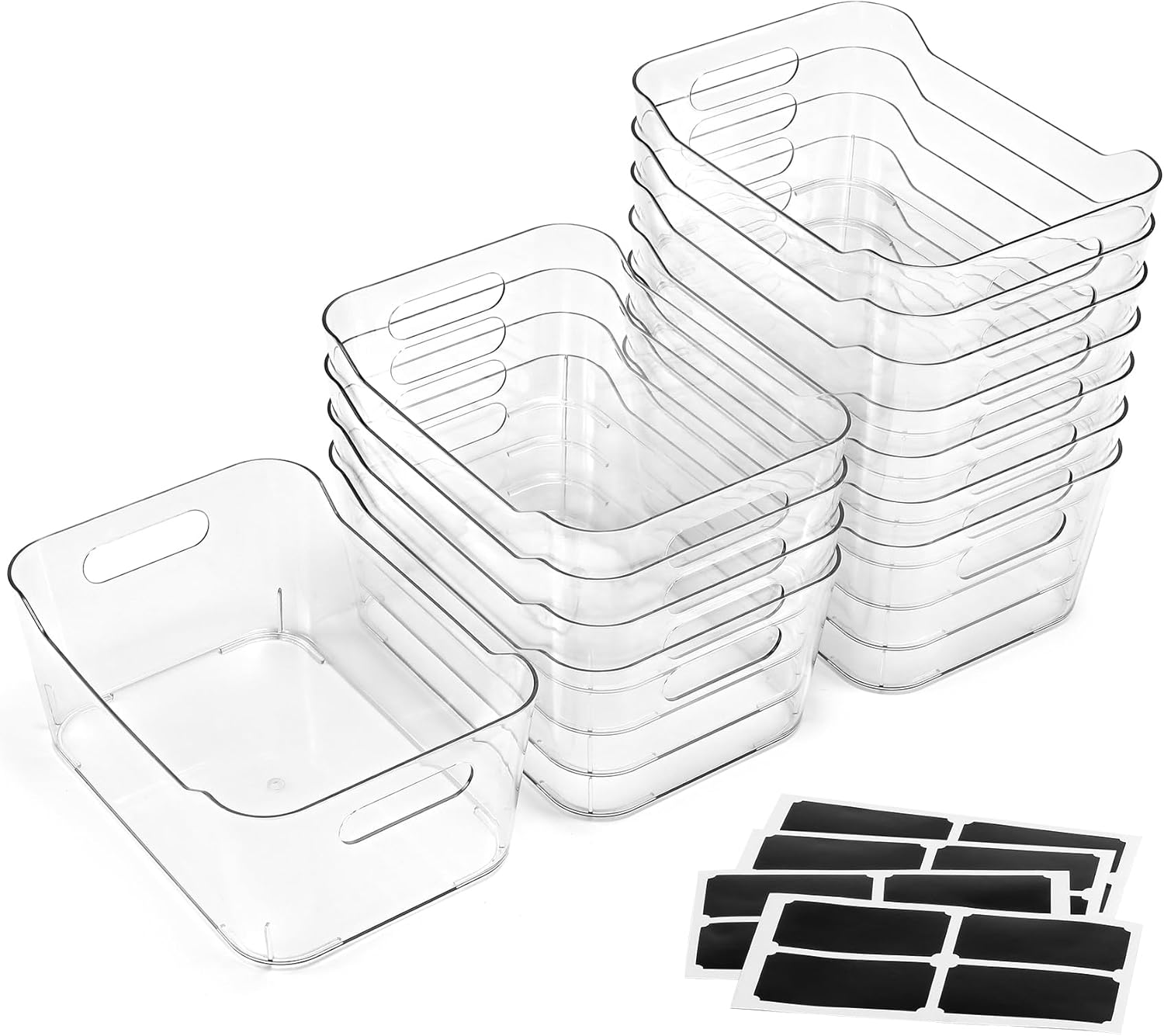 12 Clear Storage Bins with Labels - Organize Everywhere! - LANDNEOO ...