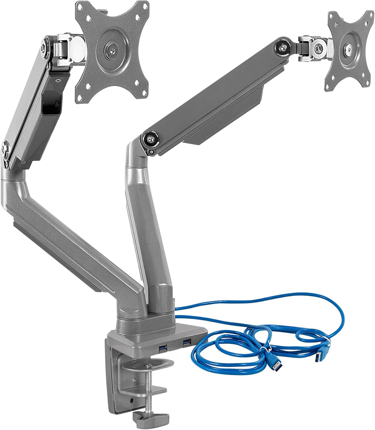 Mount-It! Dual Monitor Arm | USB Ports | Height Adjustable | Fits 24-3 ...