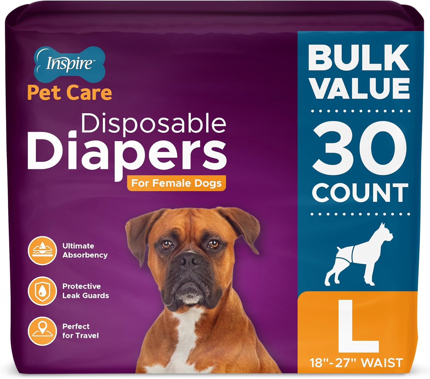 Inspire Female Dog Diapers | Bulk Value for Incontinence & Training (L ...