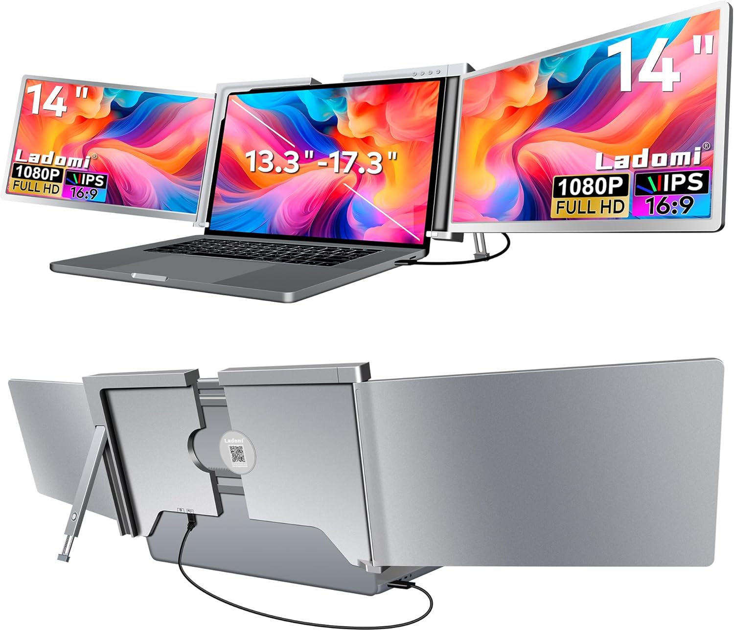 Triple Portable Monitor for Laptop Expansion - FHD 1080P, Windows/MacO ...