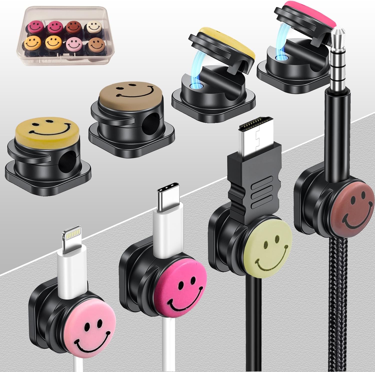Smiley Face Cable Clips - Tidy Wires with Ease! – GearMustHave