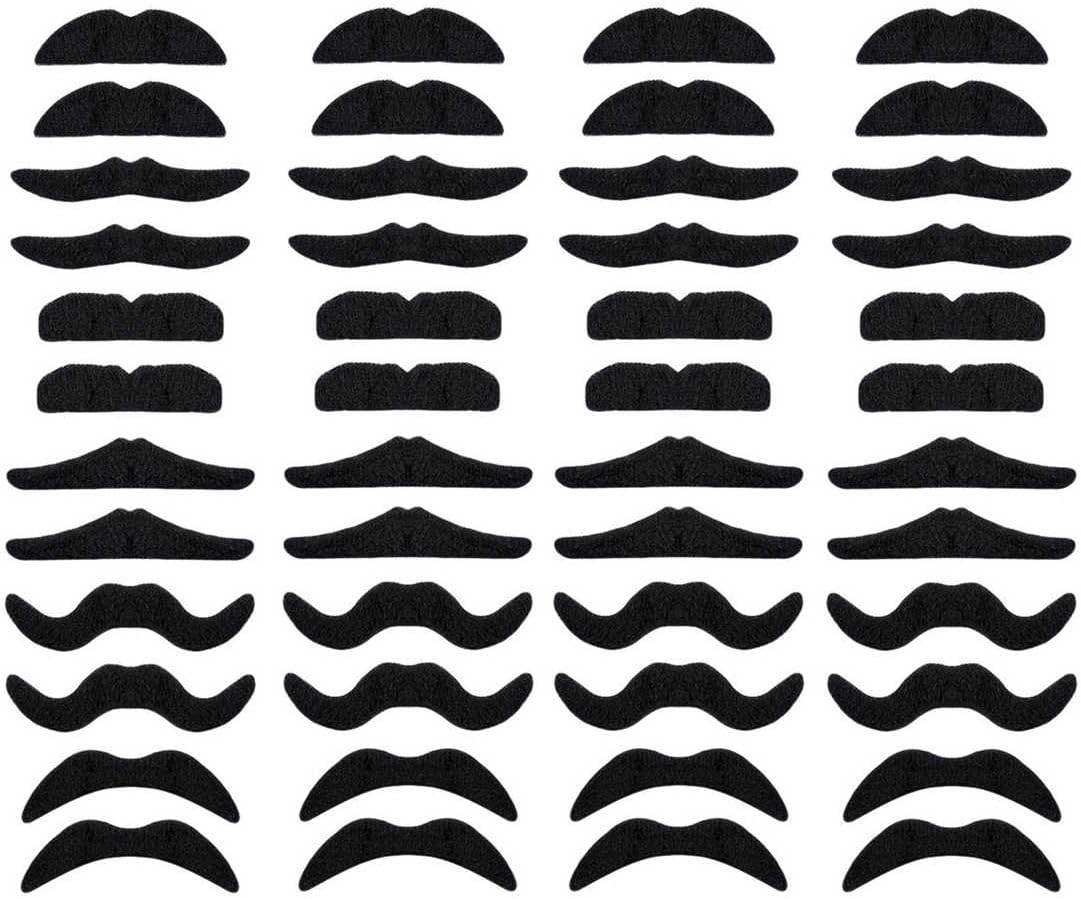 48pc LuckyStar365 Self-Adhesive Fake Mustaches - Masquerade Perfection ...