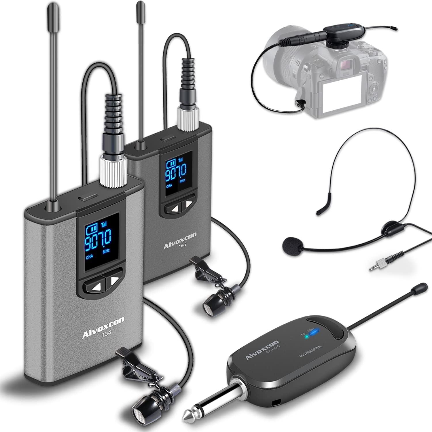 Alvoxcon Wireless Lavalier Mic System - Superior Volume Control ...
