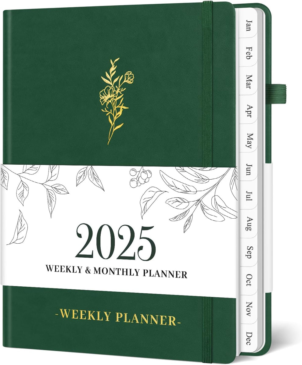 2025 Green Hardcover Planner with Tabs – GearMustHave