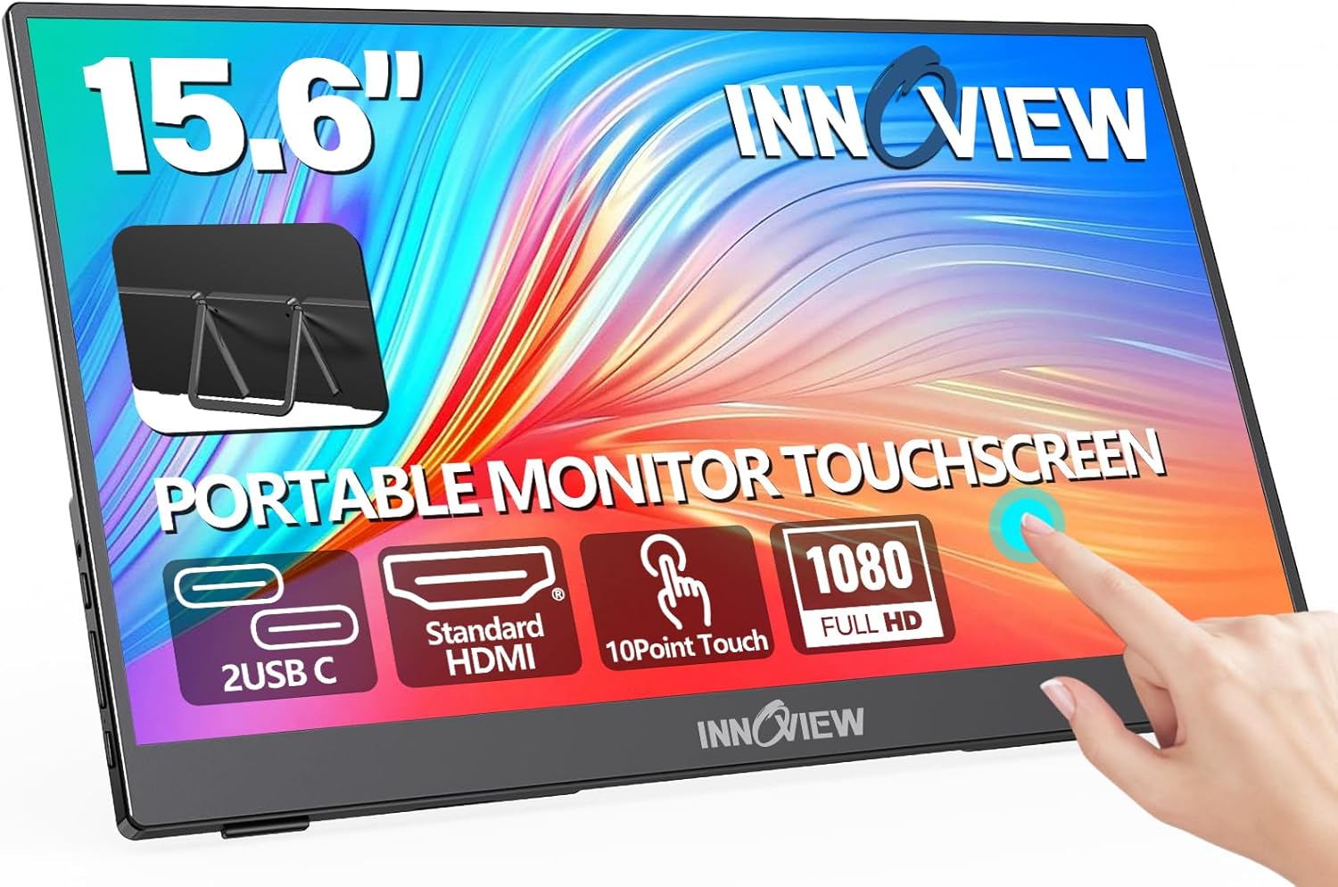 InnoView 15.6 Touchscreen Monitor: Portable 1080P 10-Touch, Protective ...