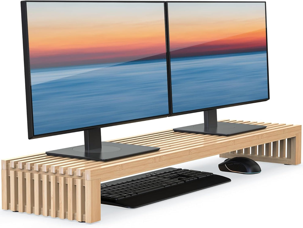 39 Bamboo Dual Monitor Riser Stand - Natural Beauty – GearMustHave