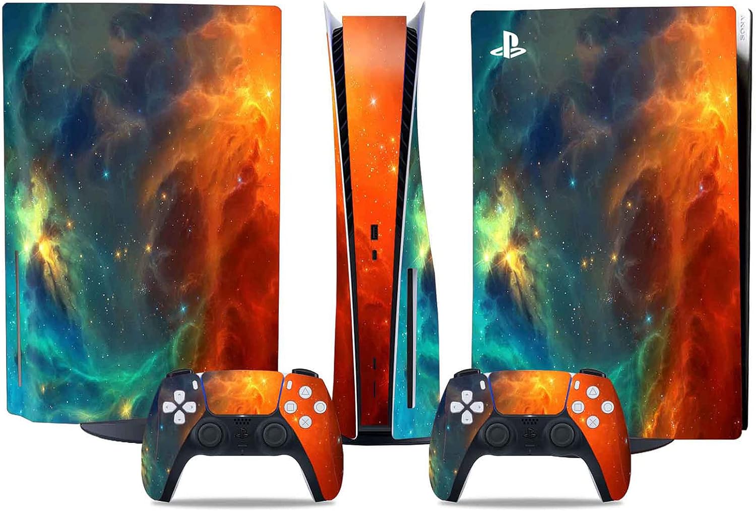 PS5 Orange Starry Universe Skin Set | Matte Vinyl Wrap – GearMustHave