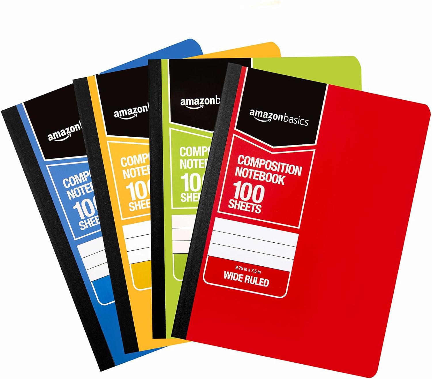 Basics 4-Pack Wide Ruled Notebooks, 100 Sheets, Assorted Colors ...