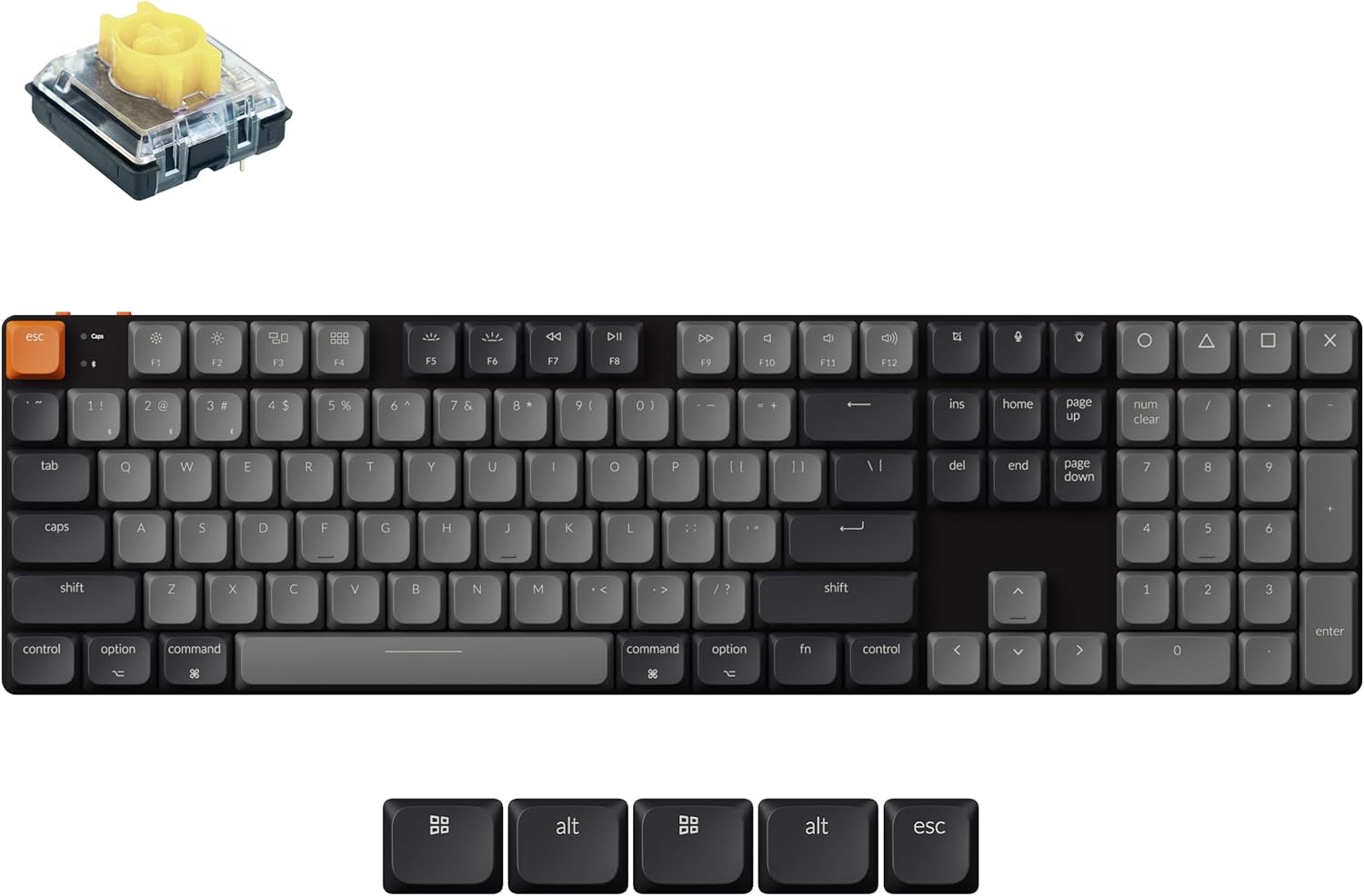 Keychron K5 Ultra-Slim Gaming Keyboard, Banana Switch, White LED, Rech ...
