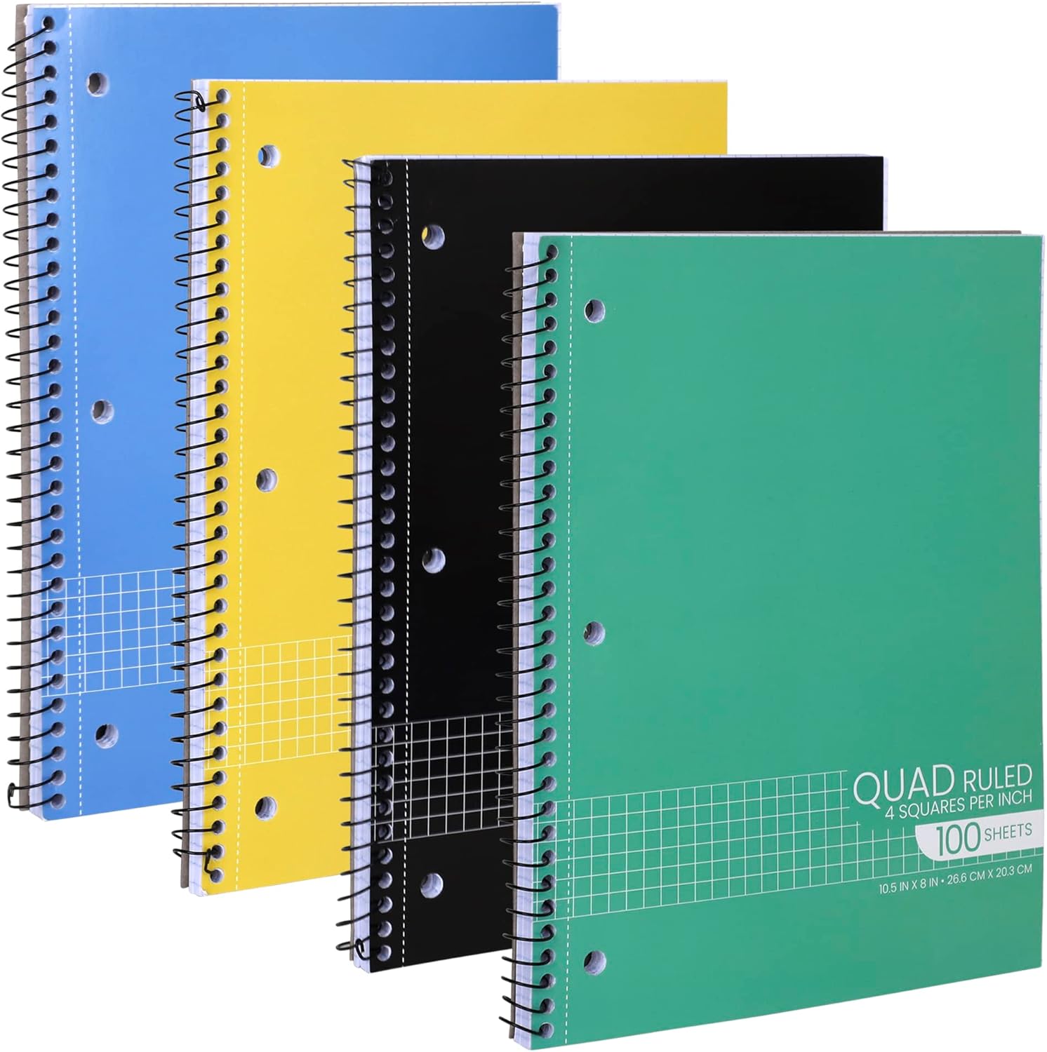 Quad Ruled Graph Paper Spiral Notebook - Perforated Pages - 100 Sheets ...