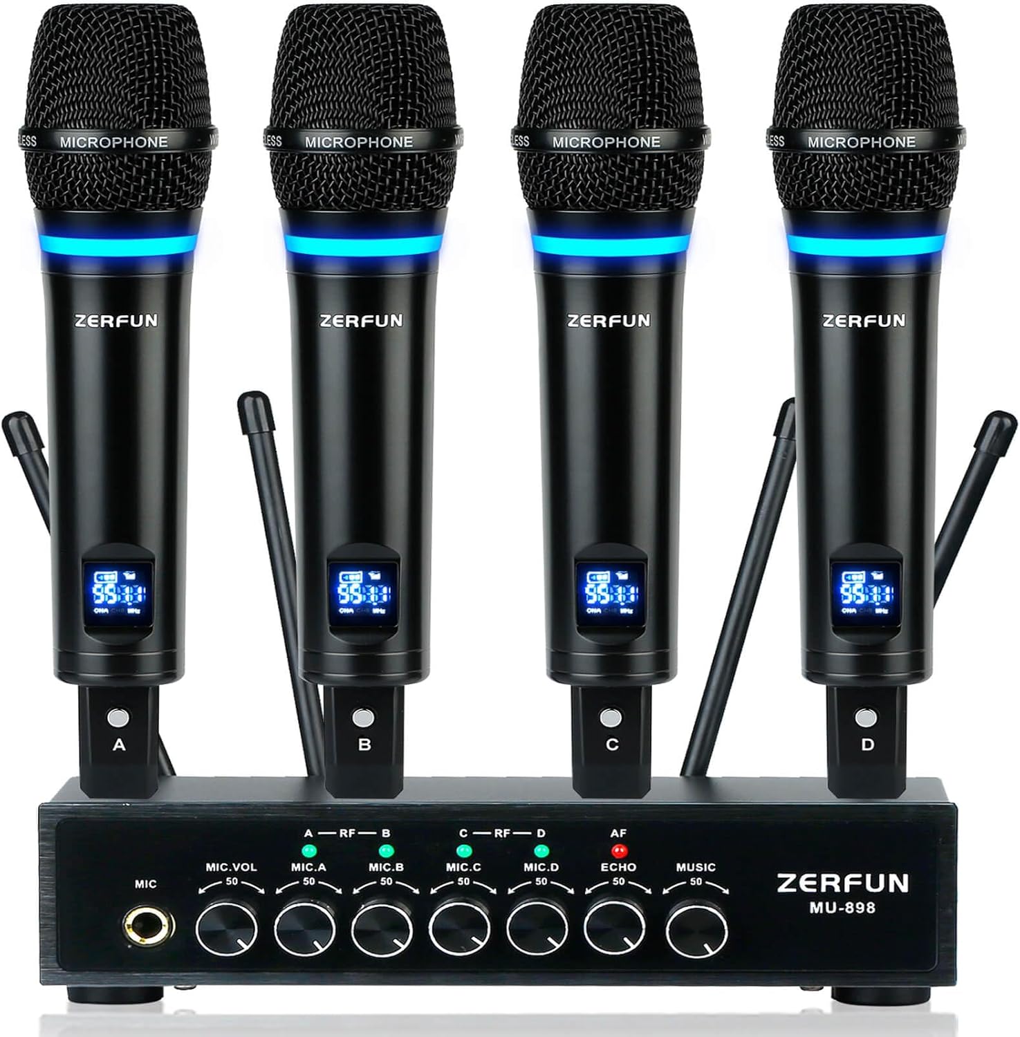 Pro UHF Rechargeable Wireless Microphone System with Echo Control ...