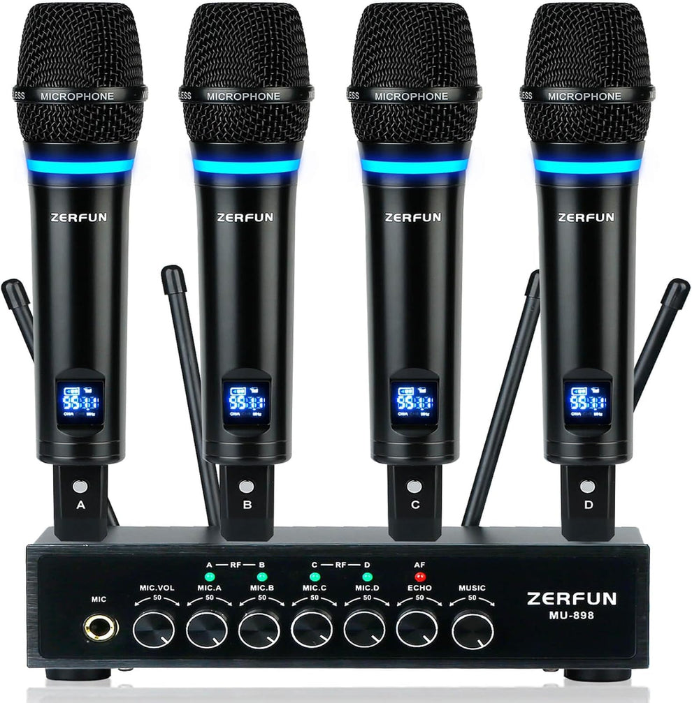 Pro UHF Rechargeable Wireless Microphone System with Echo Control ...