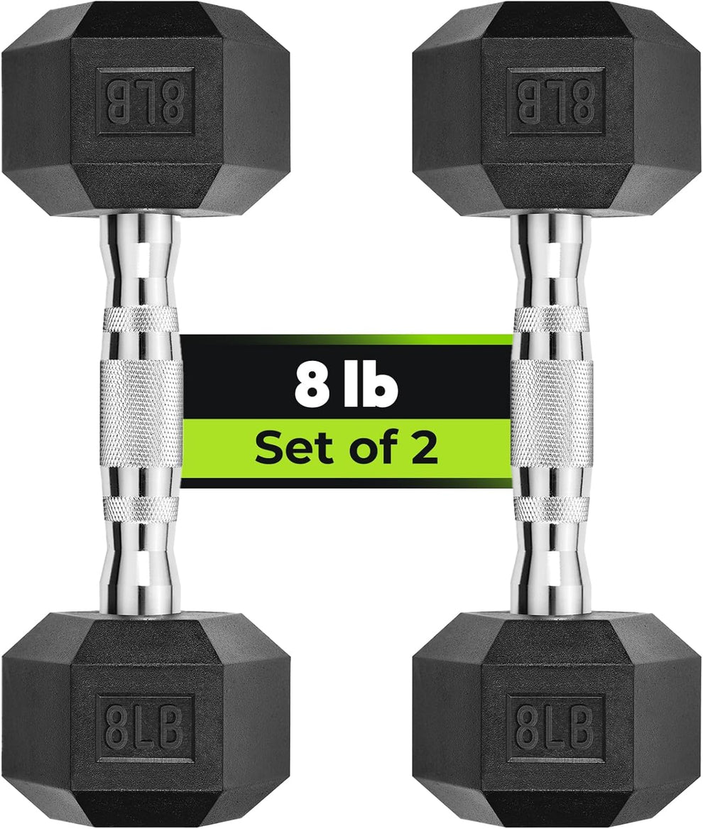 Rubber Coated Hex Dumbbell Set 2.5-125 lbs - Perfect for Strength Trai ...