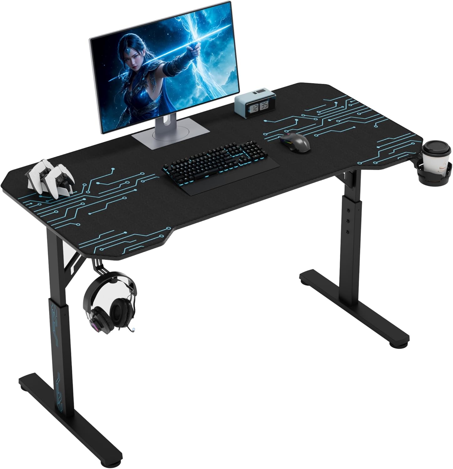 Height Adjustable Gaming Desk with Carbon Fiber Surface - Ultimate Gam ...