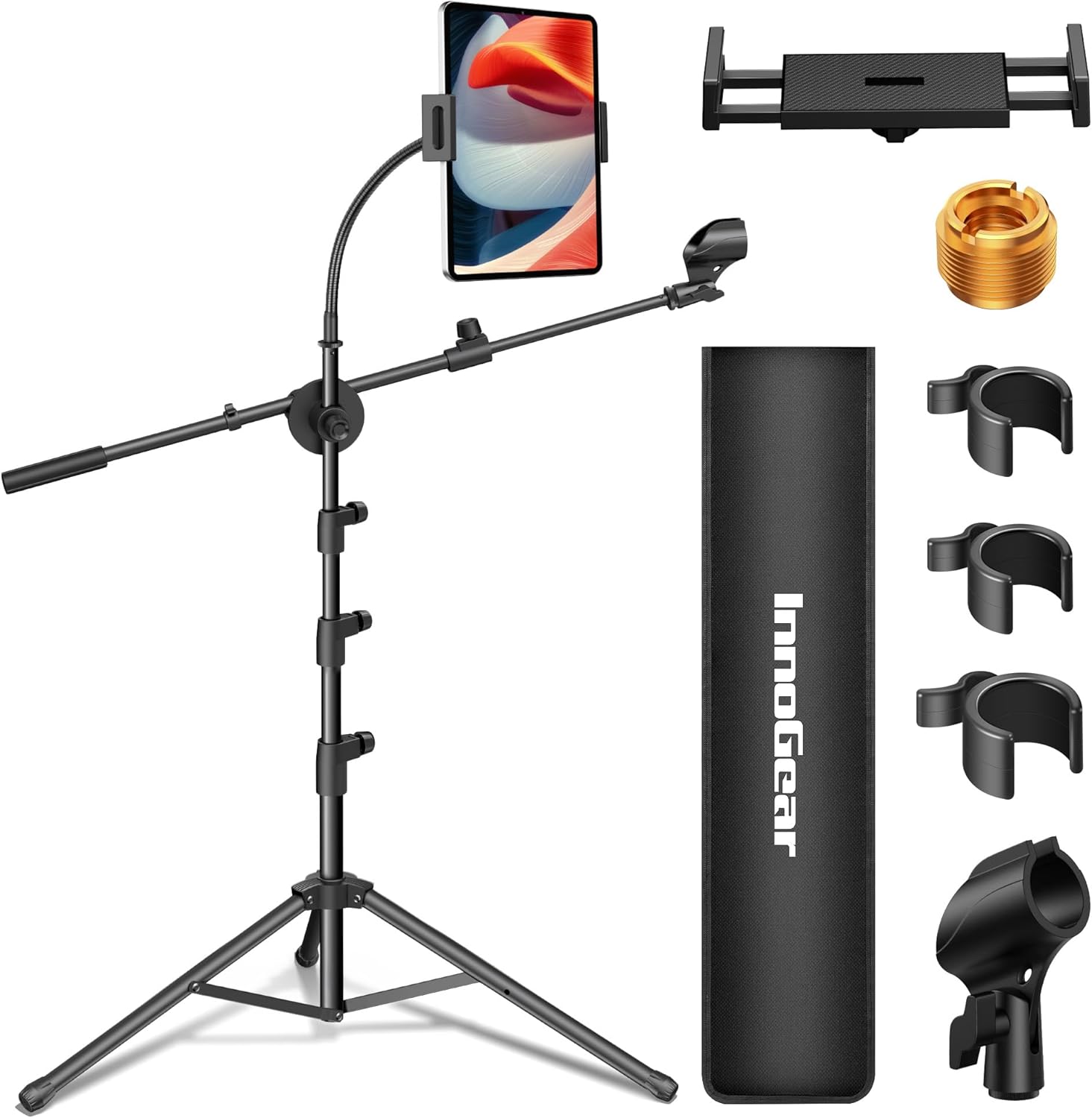InnoGear 6-in-1 Mic Stand: Height Adjustable, Boom Arm, Phone/Tablet H ...