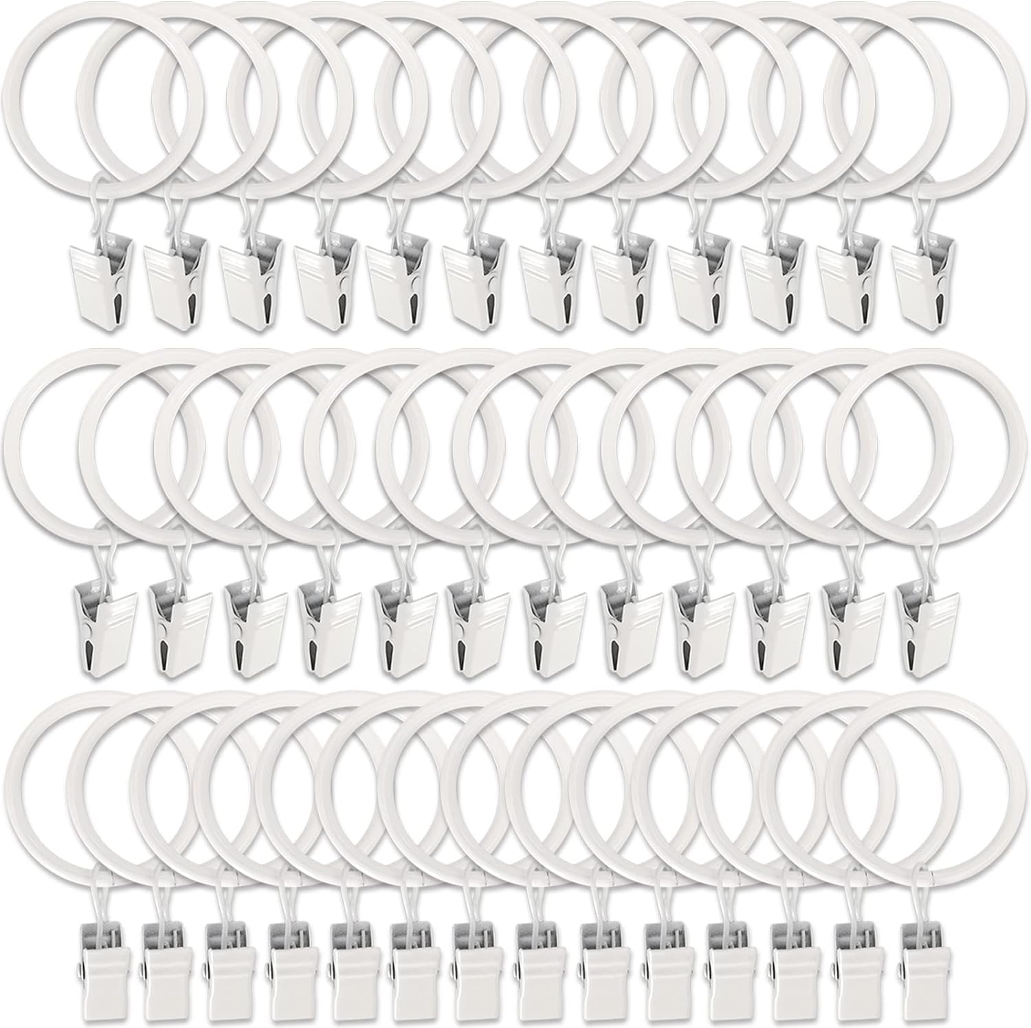 40 Pack White Clip Rings: Easy Drapery Hanging! – GearMustHave