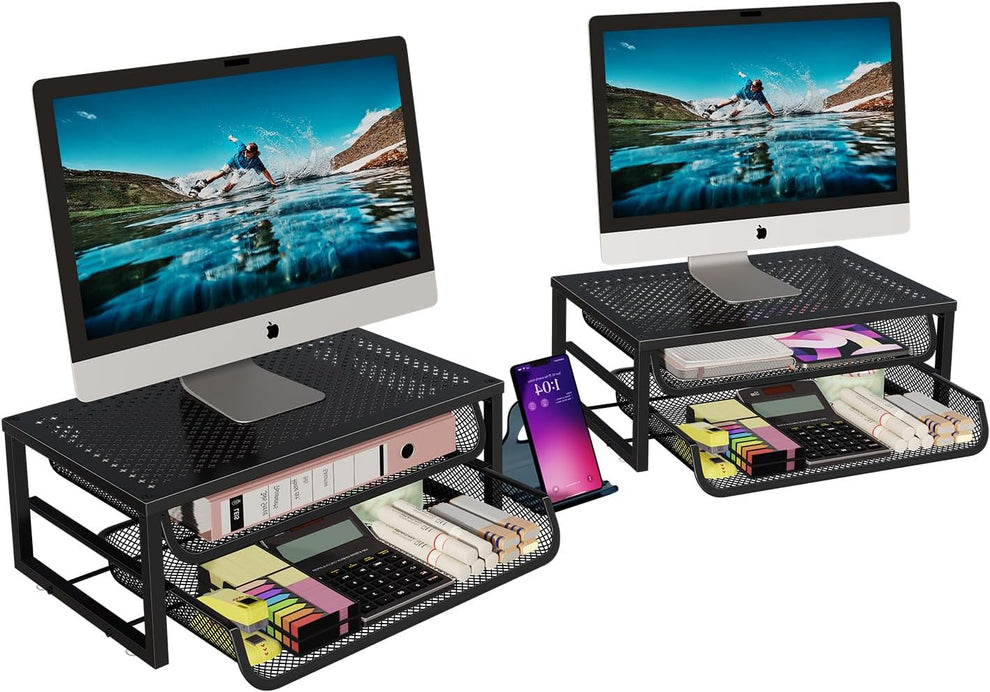 Space-Saving 2-Tier Monitor Stand & Desk Organizer - Ekisemio ...