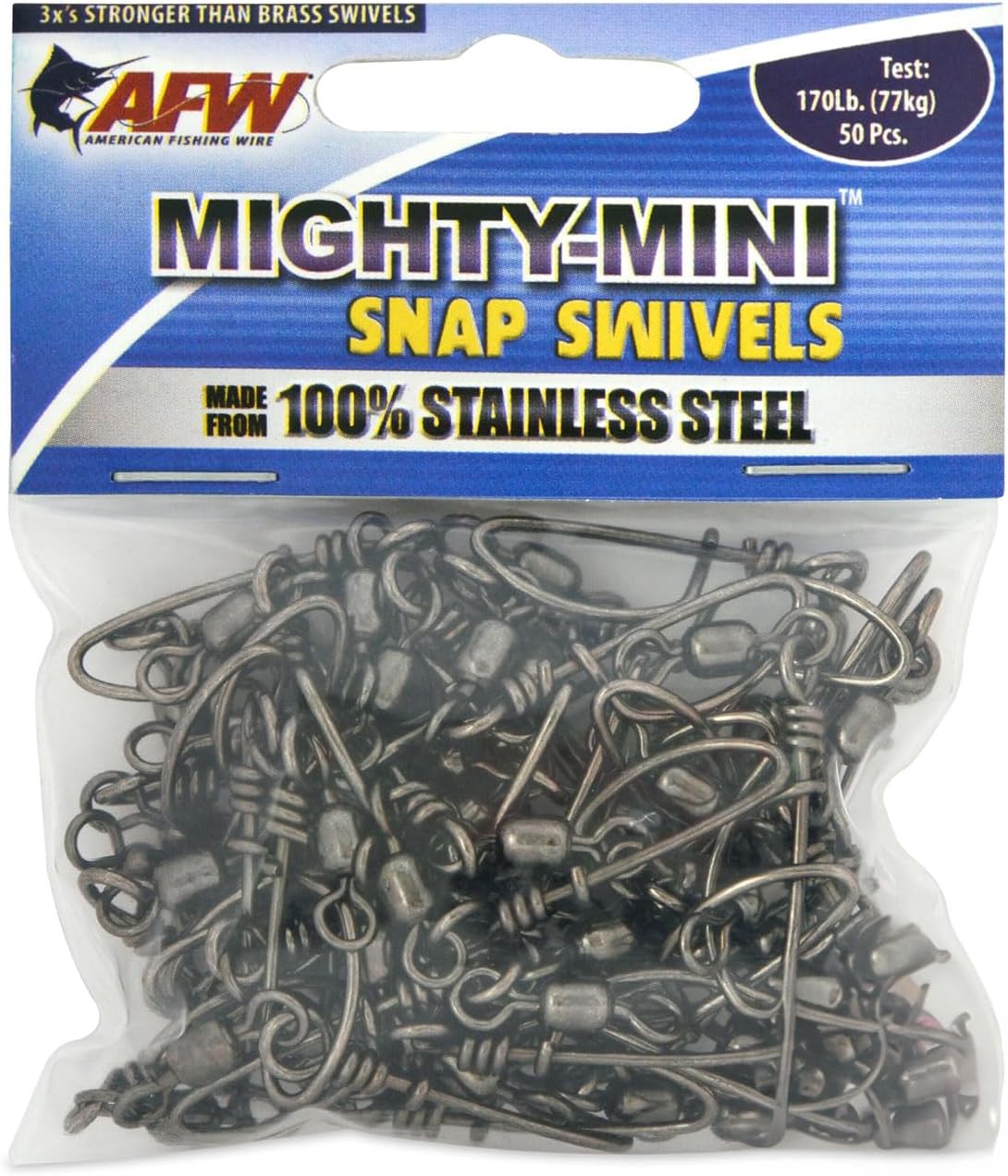 AFW Mighty Mini Snap Swivels - 3X Strong Stainless Steel - 600lb Test ...