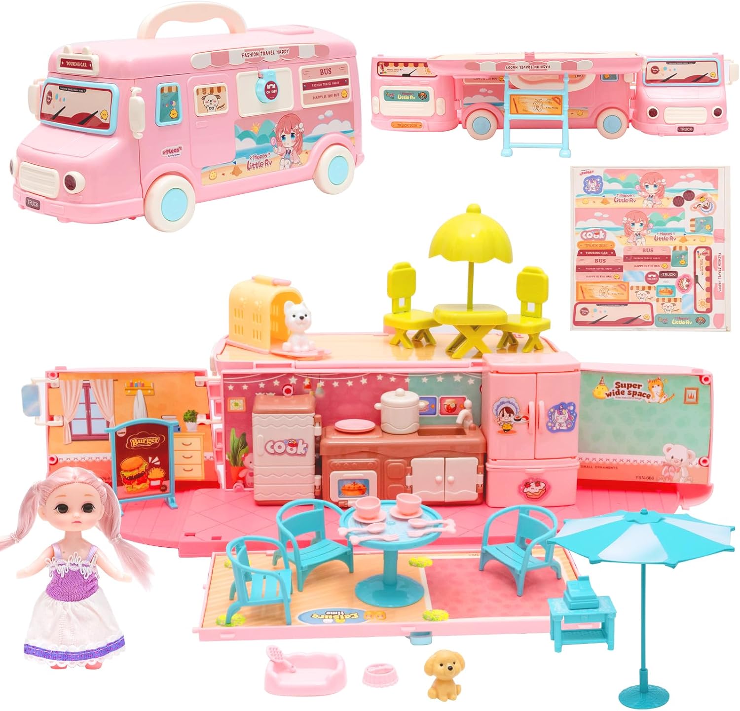 Pink Portable Dollhouse Set: Perfect Pretend Play Gift! – GearMustHave