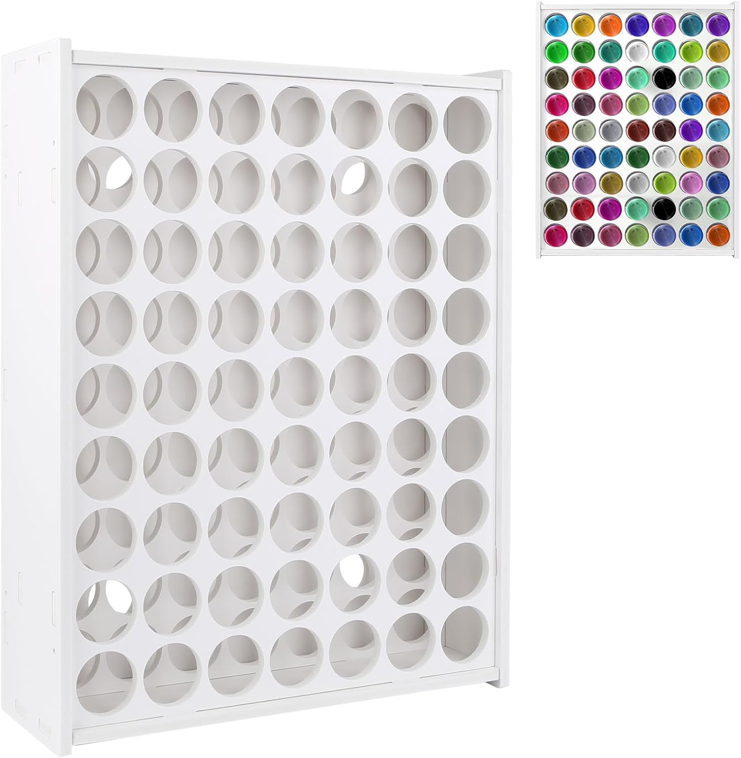 Wall-Mounted Craft Paint Organizer - 63 Hole Paint Rack for Easy Stora ...