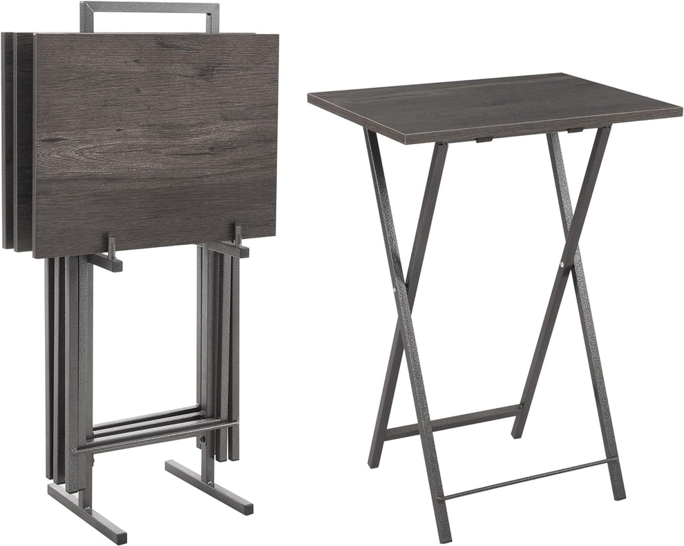 Space-Saving Folding TV Tray Set in Rustic Grey – GearMustHave