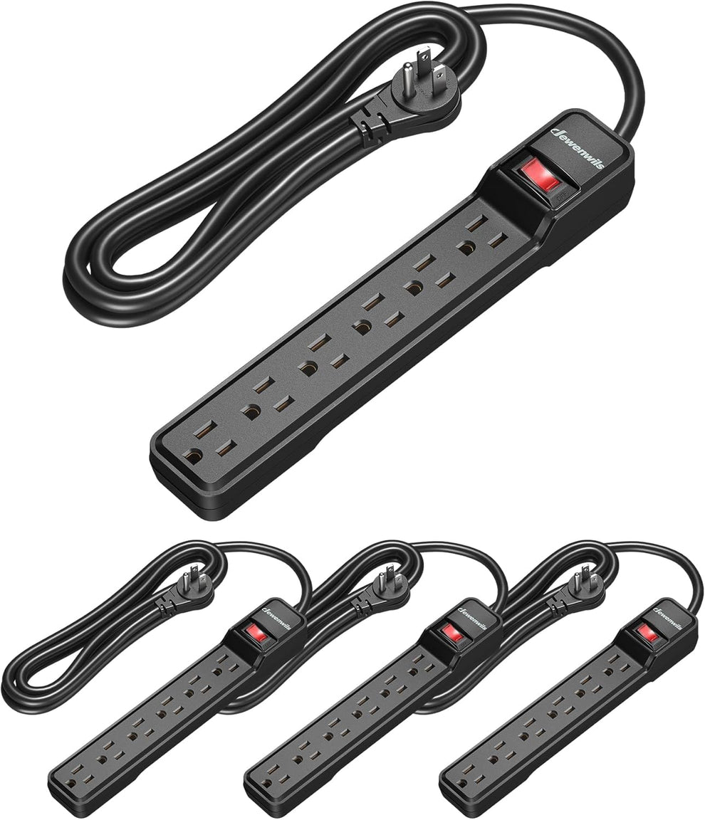 DEWENWILS 6FT Surge Protector Power Strip - Space-Saving 6-Outlet 4-Pa ...