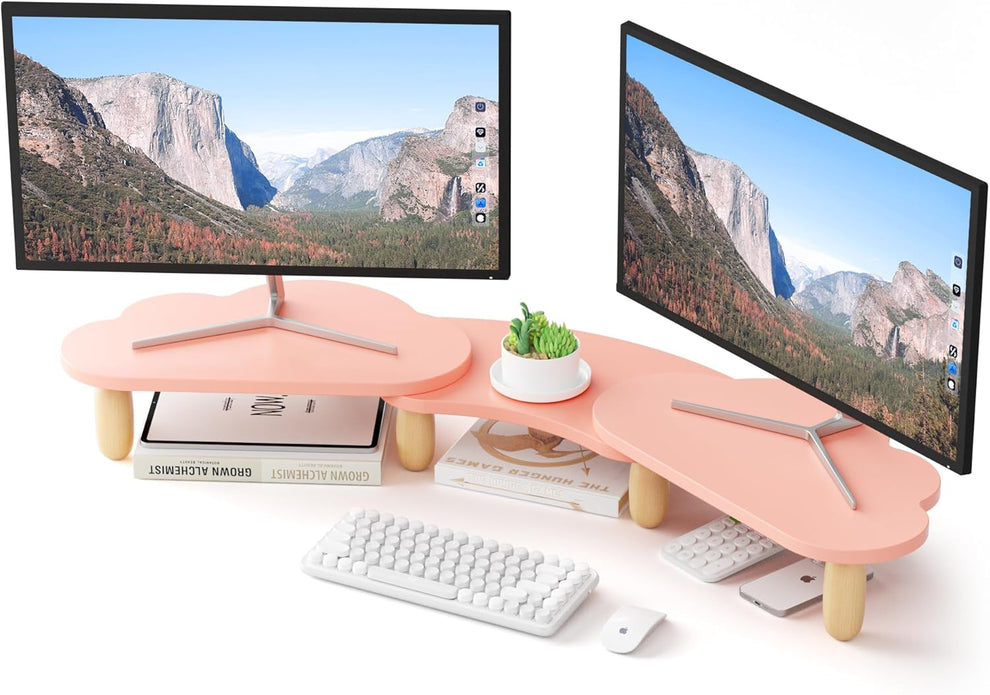 Pink Dual Monitor Stand Riser - Organize Your Workspace! – GearMustHave