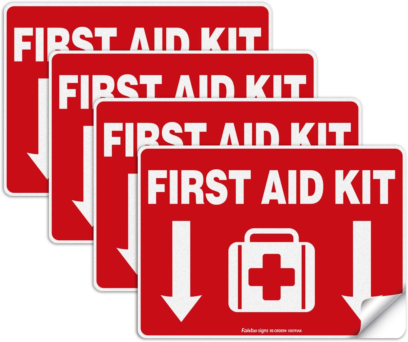Reflective First Aid Sticker Set - UV Protected, Waterproof - 4 Pack ...