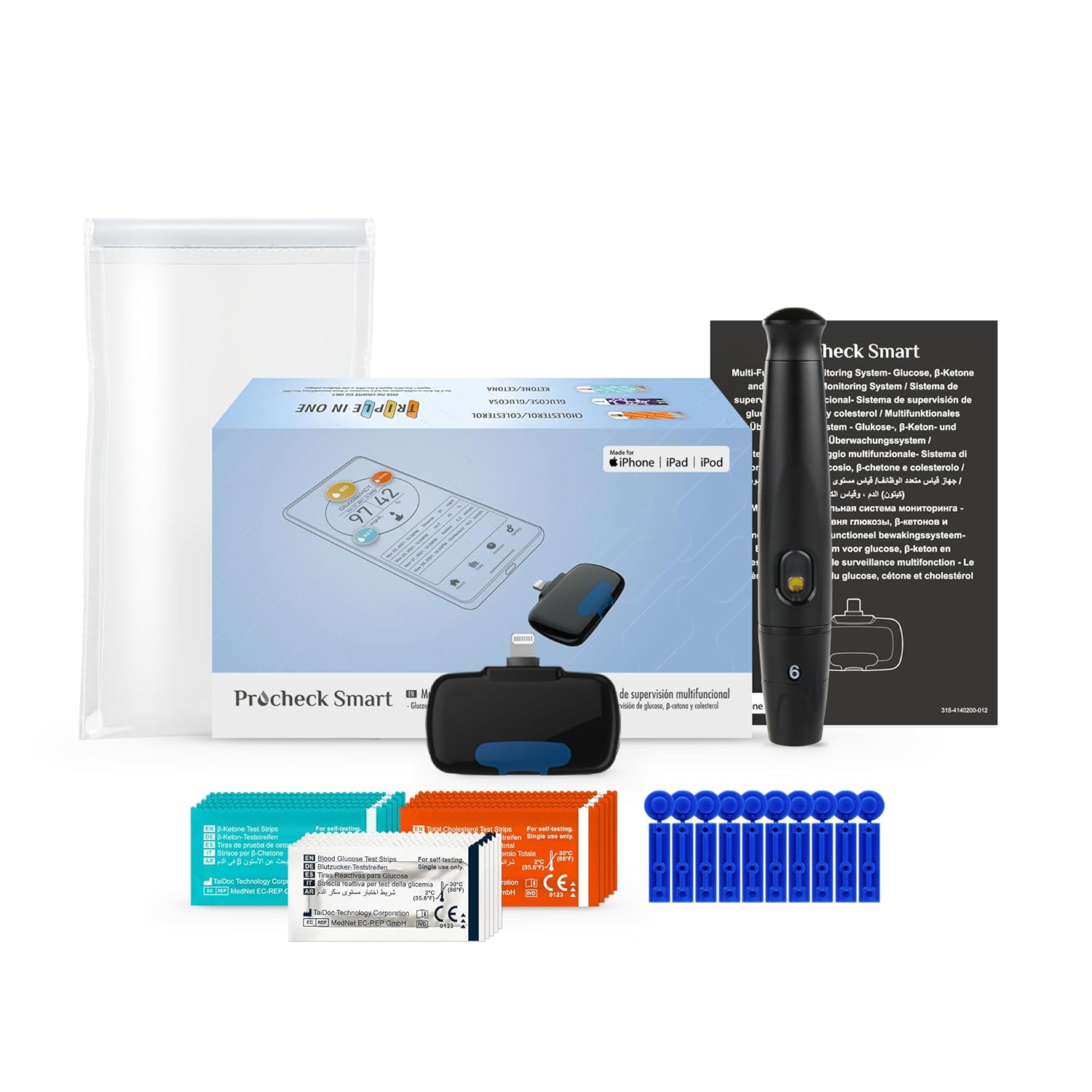 Procheck Testing Kit - Monitor Glucose & Cholesterol with Free App ...
