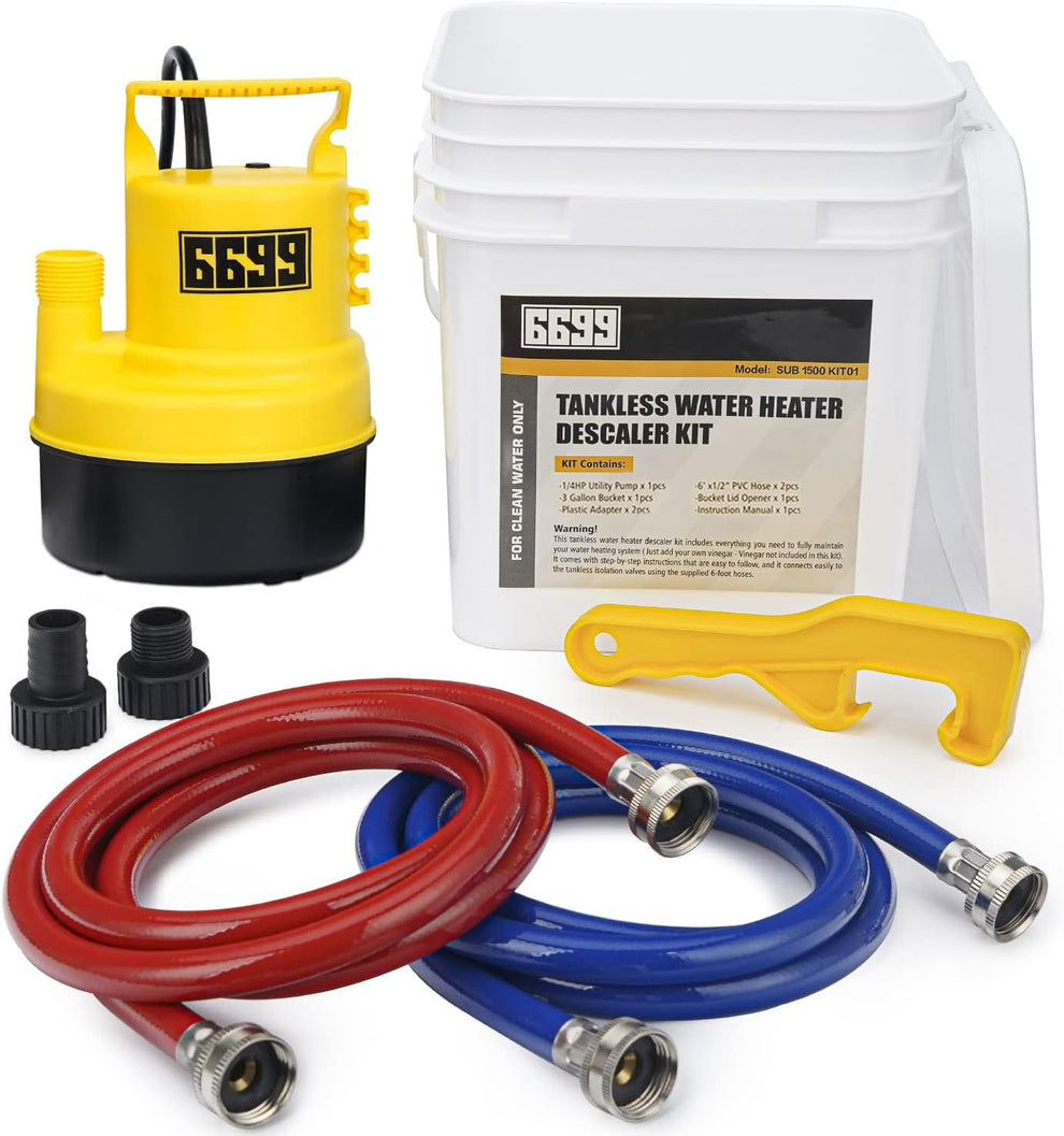 Effortlessly Flush Tankless Heaters! Kit with Pump, Adapters & Hoses ...