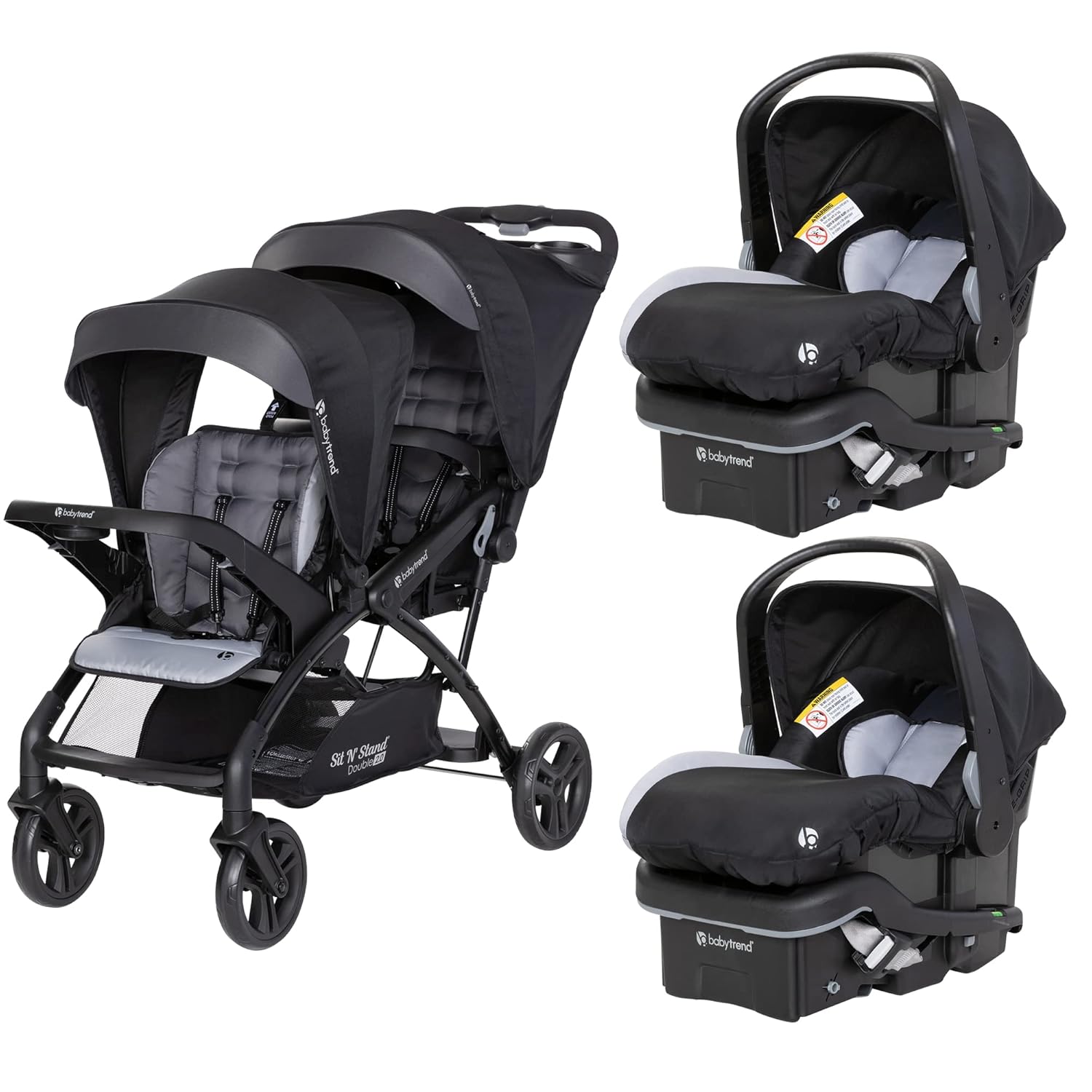 Ultimate Twin Travel System: Baby Trend Double Stroller with 2 EZ-Lift ...