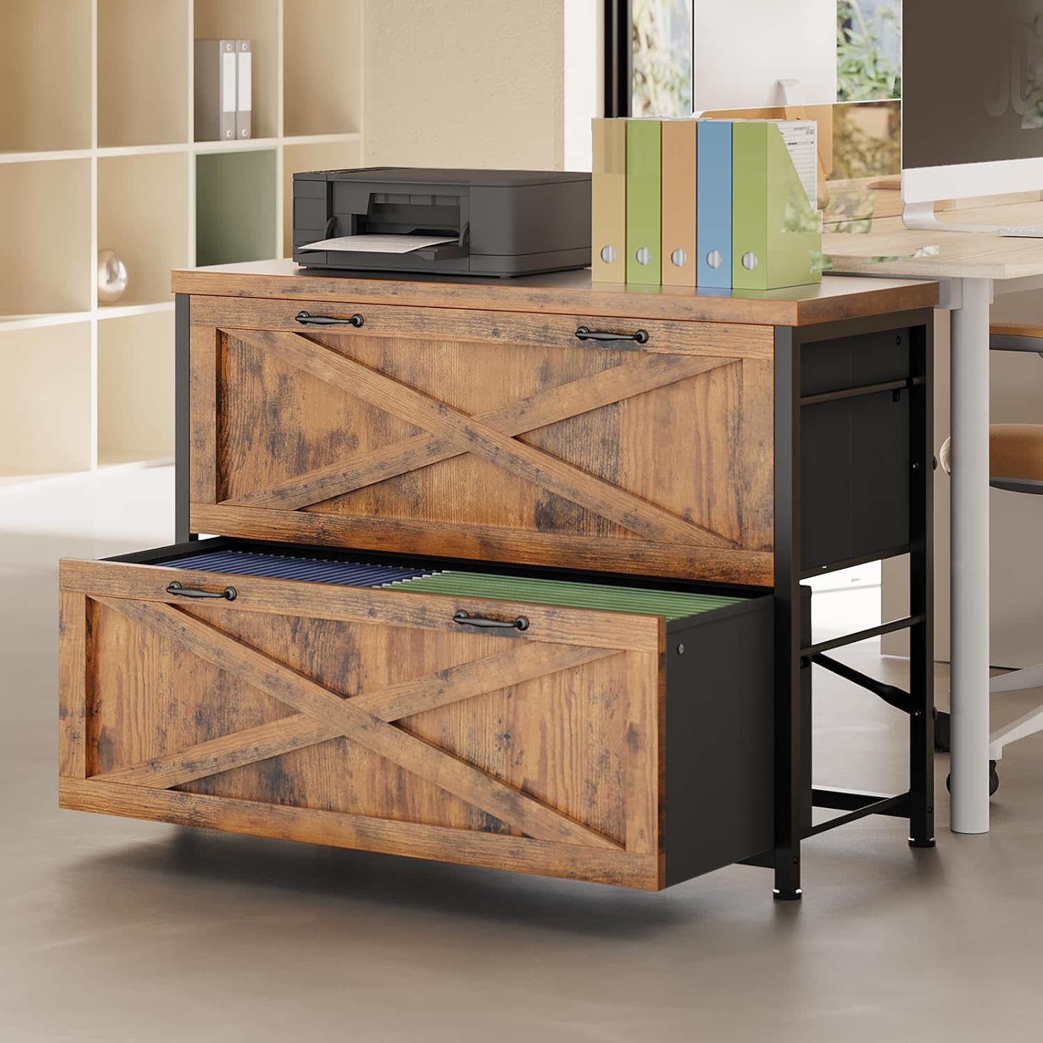 SEDETA Rustic Brown 2 Drawer Lateral File Cabinet – GearMustHave
