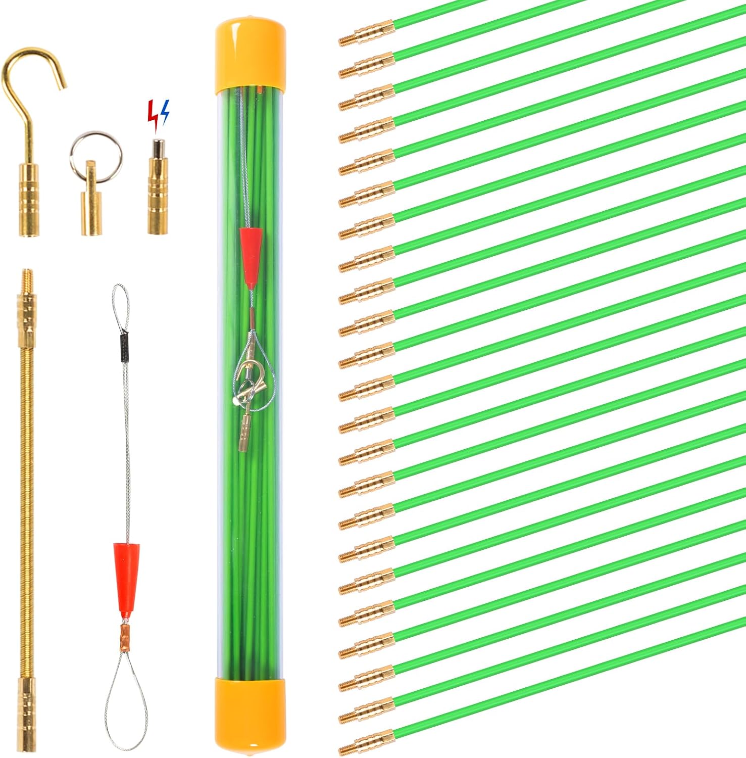 32.5FT Glow Rods Wire Puller Set by WXTOOLS - Easy Cable Fishing ...