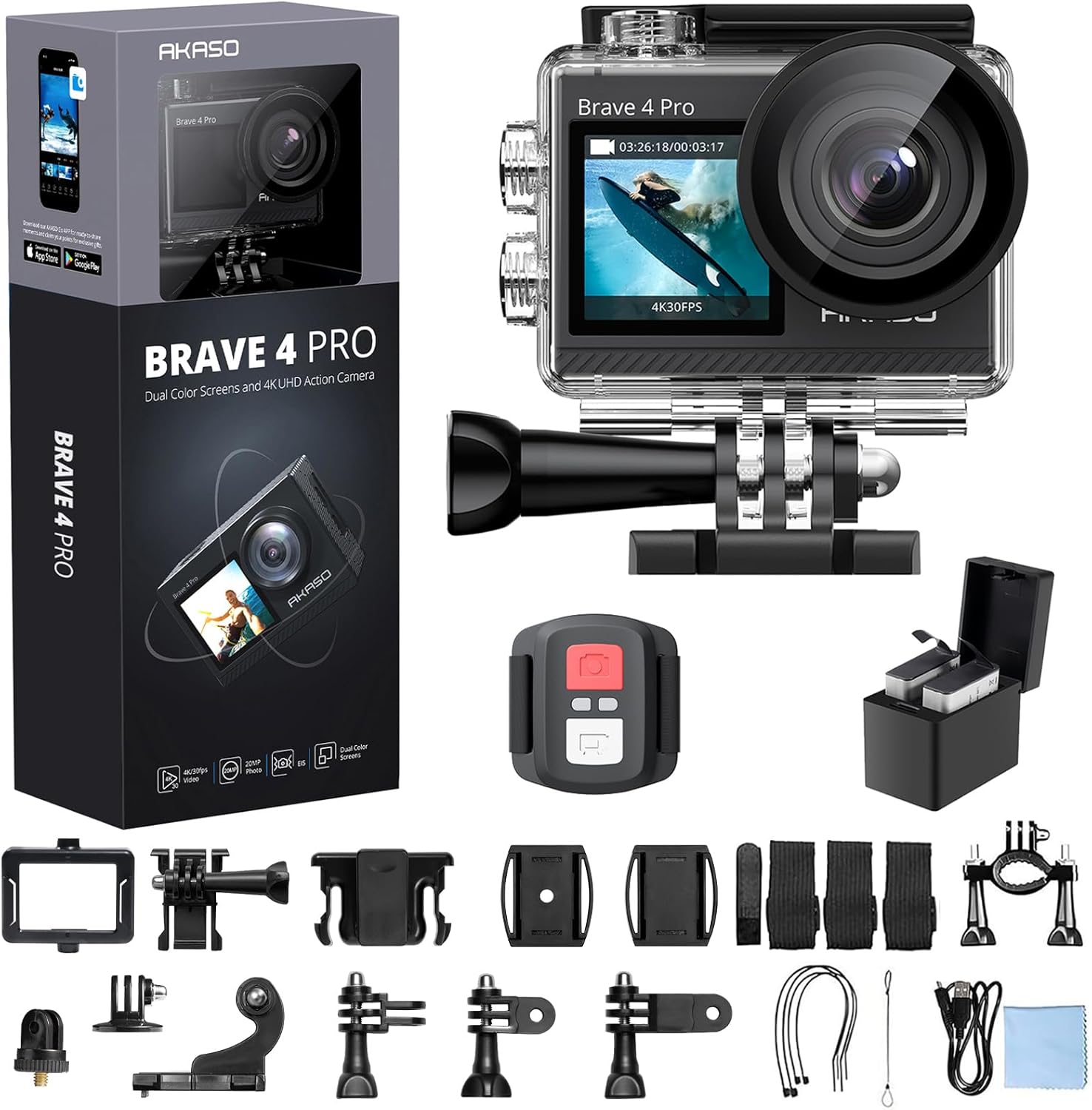AKASO Brave 4 Pro - 4K Waterproof Action Cam – GearMustHave