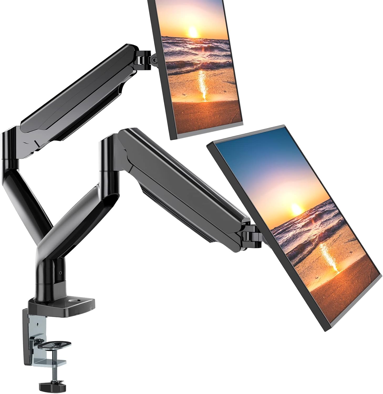 WALI Dual Monitor Mount: Gas Spring Stand for 2 Ultrawide Monitors - H ...