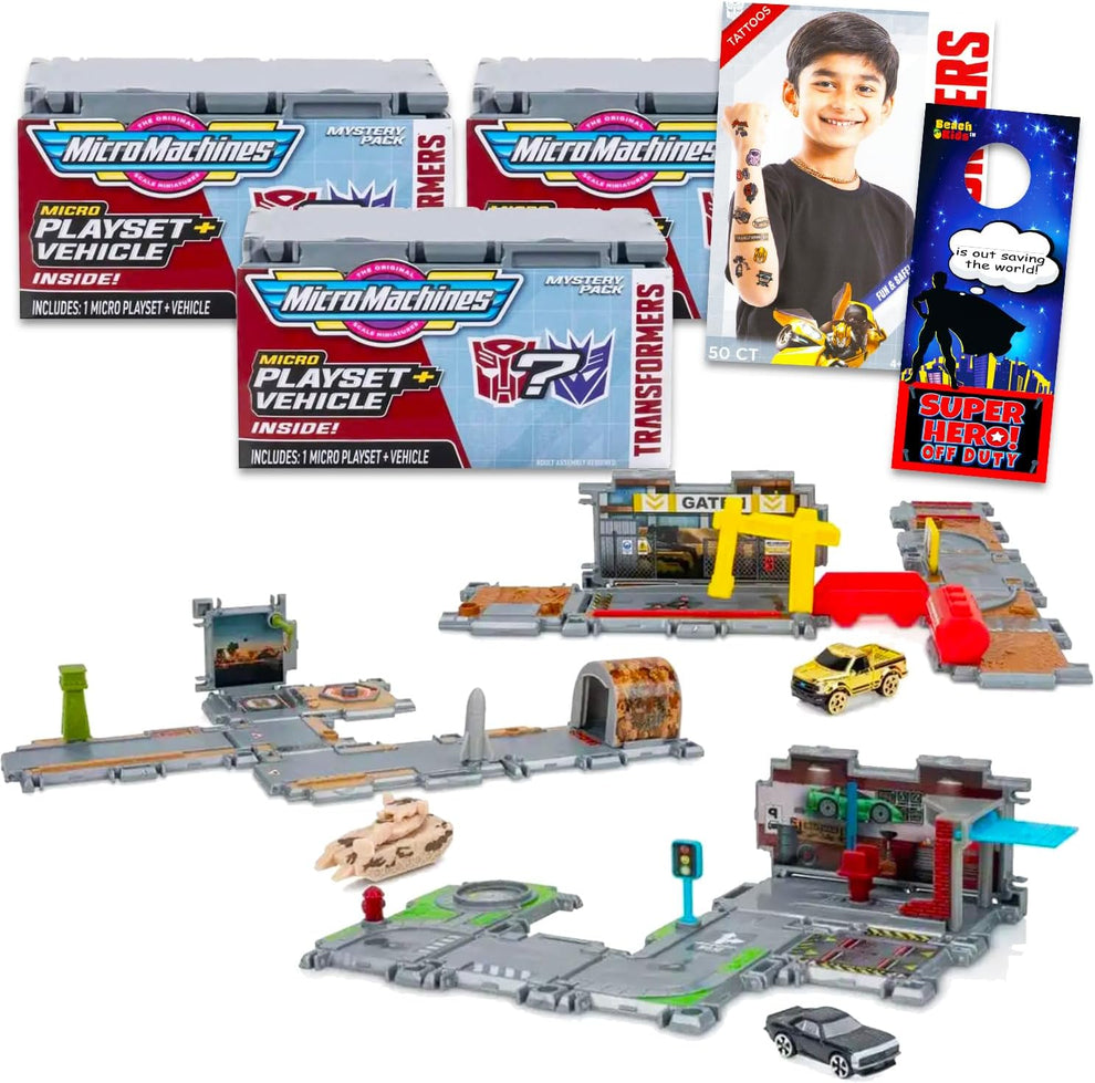 Transformers Micro Machines Set - 3 Mystery Playsets + Tattoos ...
