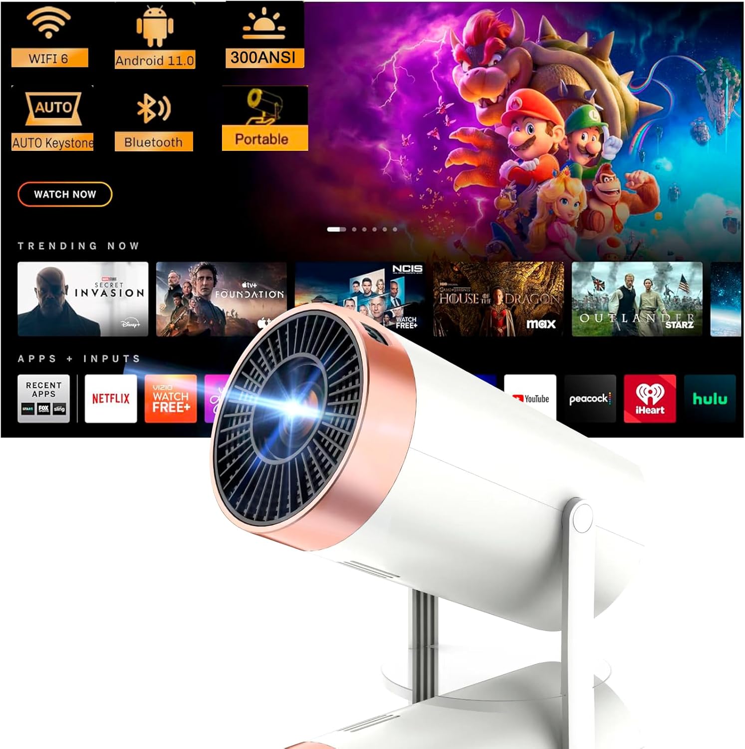 4K Portable Smart Projector with Auto Correction and WiFi – GearMustHave