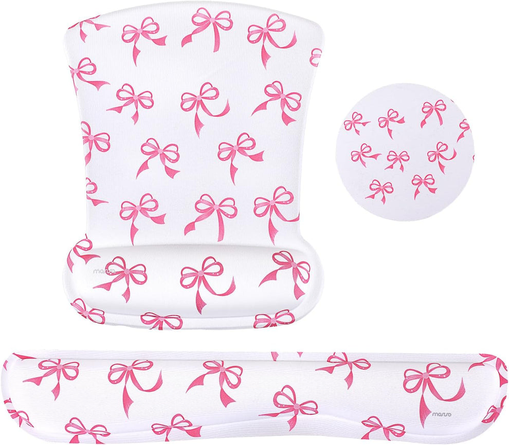 MOSISO Pink Bows Wrist Rest Set: Pain Relief & Comfort – GearMustHave
