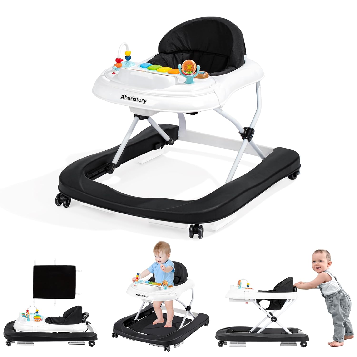 Foldable 3-in-1 Baby Walker - Adjustable Heights, Extra-Large Music Di ...
