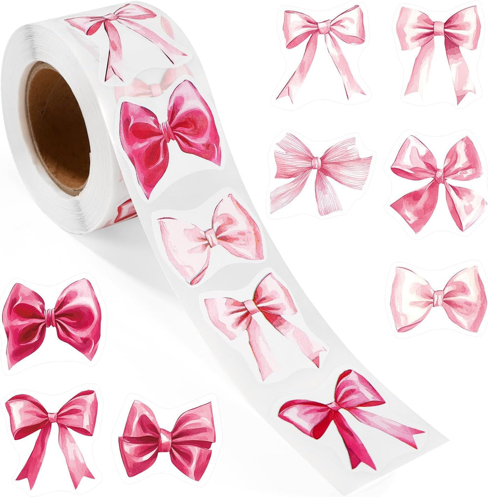 500 Pink Bow Aesthetic Stickers - Waterproof & Adorable! – GearMustHave