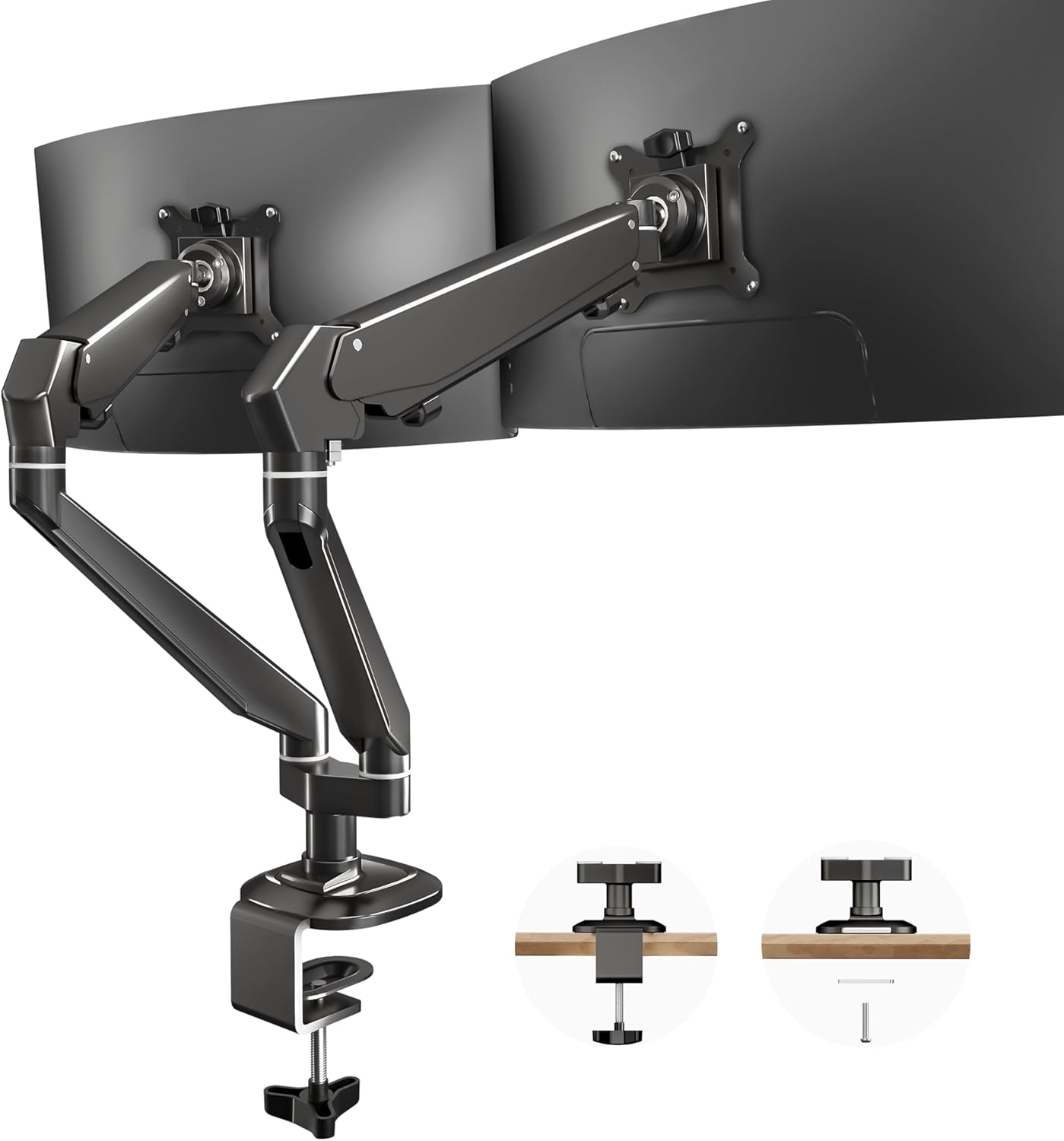 Dual Monitor Gas Spring Arm Mount - Sleek & Fully Adjustable – GearMustHave