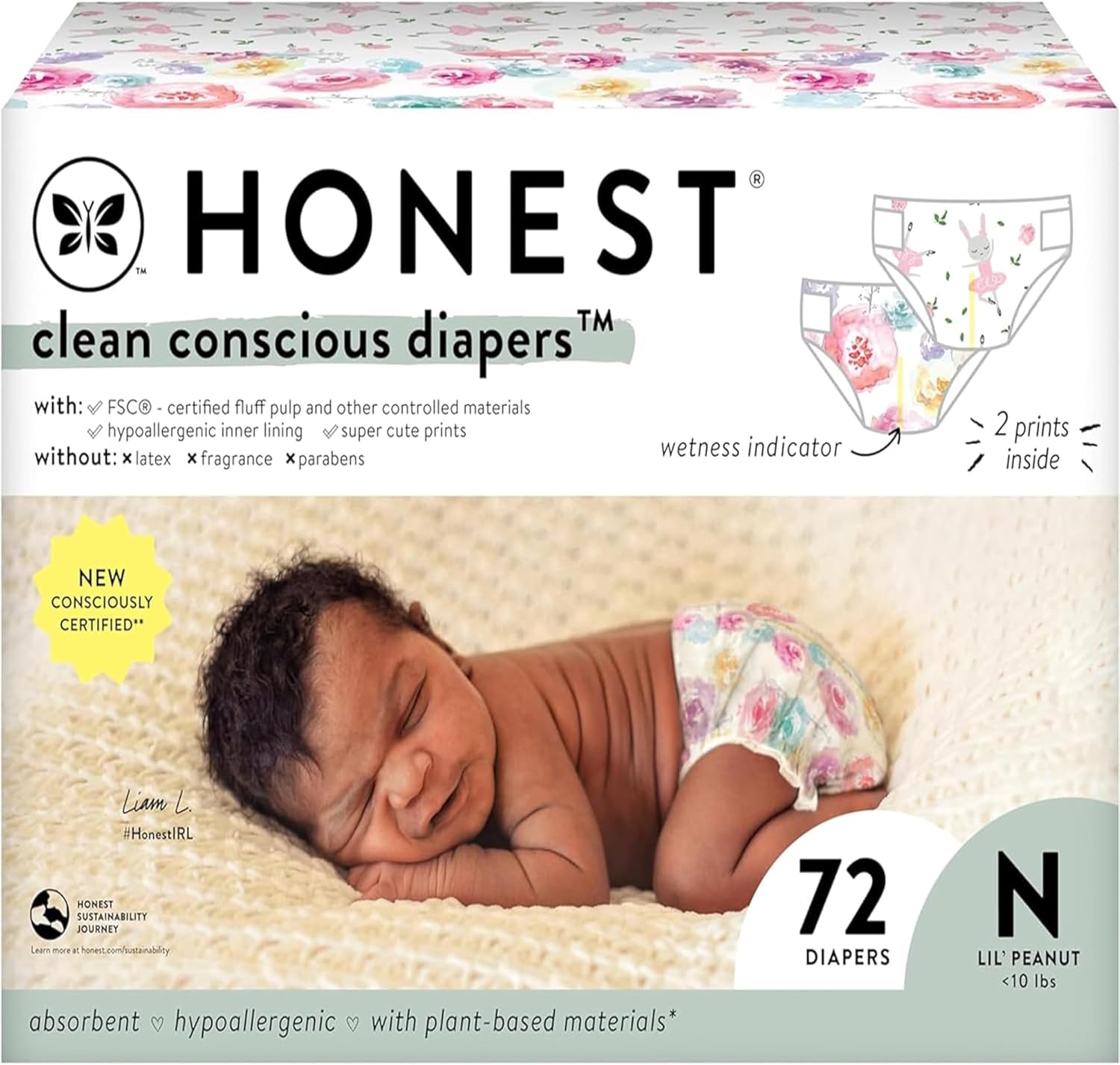 Honest Co. Plant-Based Diapers | Rose Blossom + Tutu Cute | 72ct ...